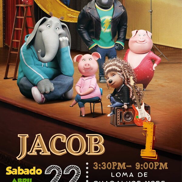 Sing Movie 2 Invitation - Kids Invitation - Sing Movie Digital Party ...