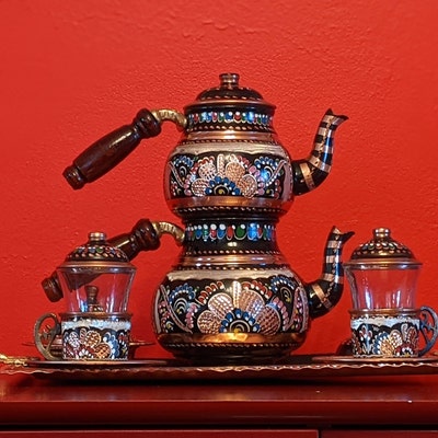Turkish Copper Handmade Pure Copper Sugar Bowl Tea Set,embroidered ...