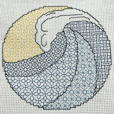 Seafoam Blackwork Circular Pattern, Coloured Blackwork Chart by Peppermint - Etsy
