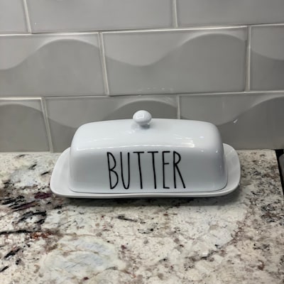Farmhouse Servingware, Ceramic Butter Dish, Farmhouse Kitchen Decor ...