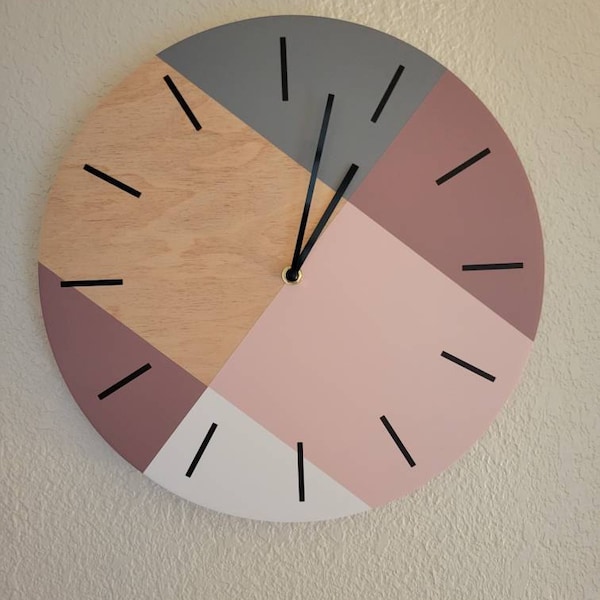 Scandi Wall Clock With Pastel Colors Minimalist Wooden Clock Pale ...