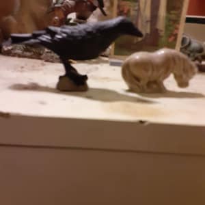 Large MINIATURE RAVEN Bird Crow Animals Figure Figurine Dollhouse Fairy ...