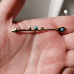 14g Burnished Gold Industrial Barbell Arrow With Stone Industrial ...