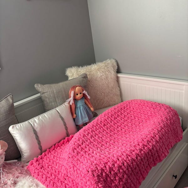 Puffy Blanket, Warm and Plush Blanket, Hand Knit Blanket, Bed Throw ...