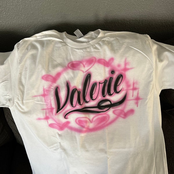Airbrush T Shirt Script Hearts Name - Etsy