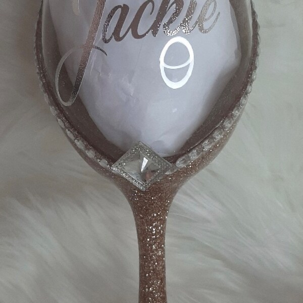Personalized, Glitter, Rhinestone, Wine Glasses,smooth Finish ...