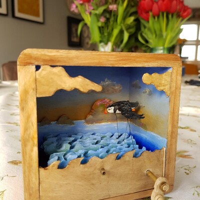 Birds of the Burning Bush Automata. Custom Scene With Oil Painted and ...