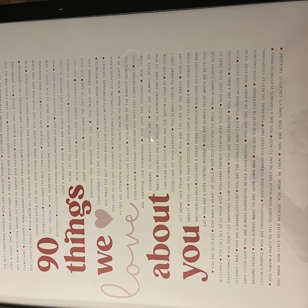 60 Reasons Why We Love You Poster Personalized 60th Birthday Gift for ...