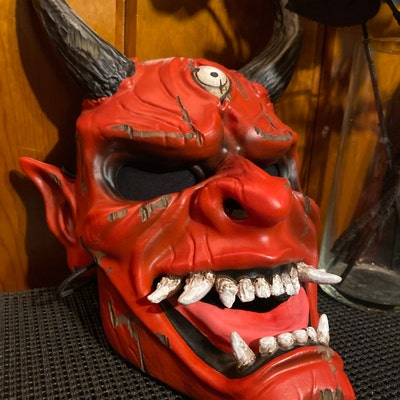 Japanese Hannya Mask: Crying Hannya, White and Black Samurai Mask ...