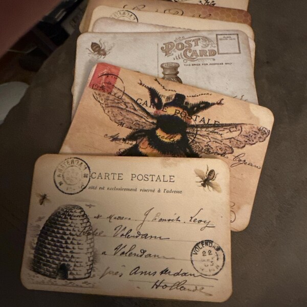 Bee Postcards, Printable Ephemera, Junk Journal Ephemera, Beekeeper ...