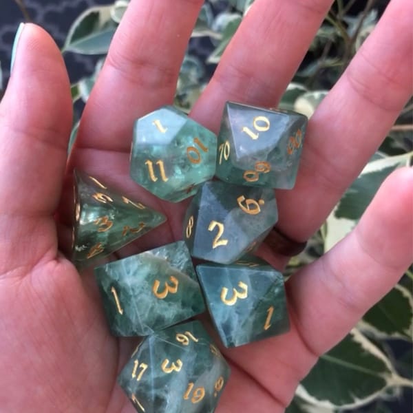 Green Fluorite Gemstone Dice (chlorophane) Hand Carved Polyhedral Dice ...
