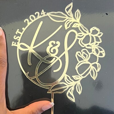 Custom Wedding Cake Topper With Heart, Rustic Cake Topper, Custom ...