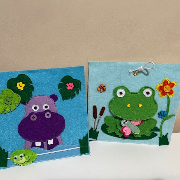 Hippo & Frog Quiet Book Pattern Pdf , Felt Book Pattern Svg, Soft ...