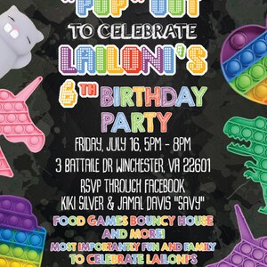 Push Bubble Fidget Toy Birthday Party Add Photo Invitation - Etsy