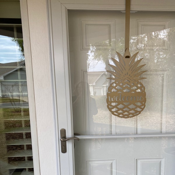 Welcome Pineapple, Front Door Wreath, Front Door Decor, Pineapple Decor ...