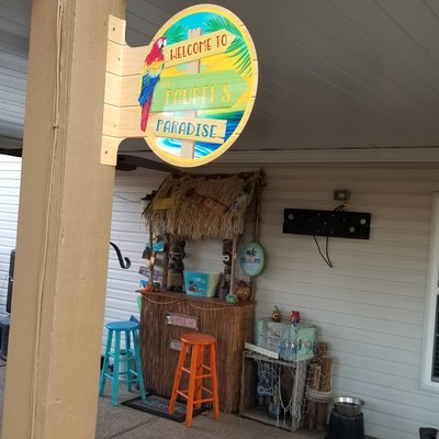 Paradise Beach Parrot Double Sided Sign, Custom Beach Paradise Signs ...