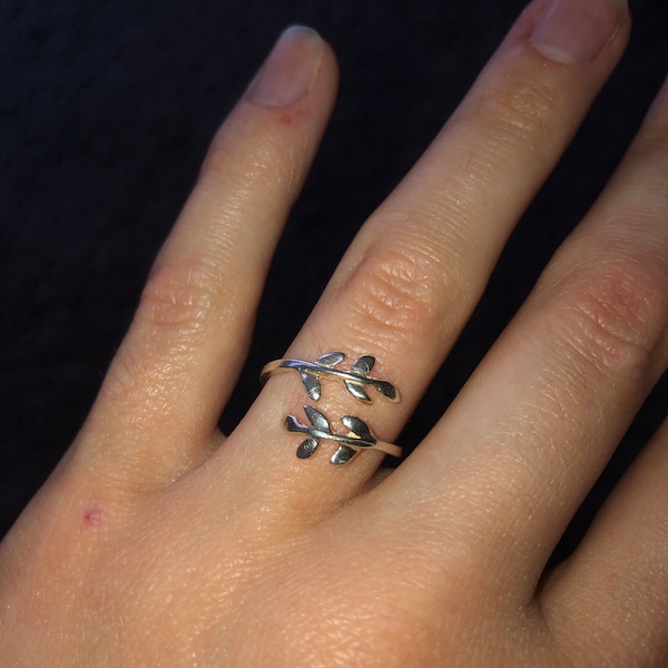 Sterling Silver Leaf Branch Ring, Gold Leaf Ring, Rose Leaf Ring ...