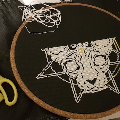 Set of 3 Gothic Cross Stitch Pattern Death Skull Theme Occult Moon ...