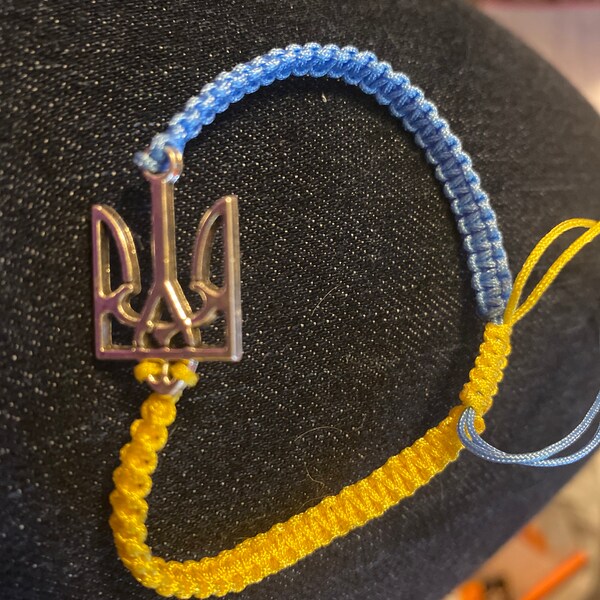 Friendship Bracelet With Ukrainian Trident. Ukrainian Flag Colours ...