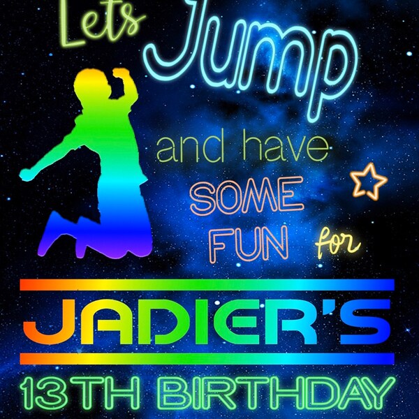 Boys Jump Birthday Party Invitation Personalized Digital, With Bonus ...