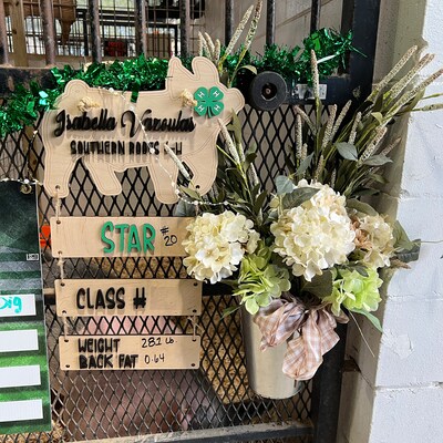 Show Pig Stall Sign With Hanging Name Plate, Wood Livestock Show Sign ...