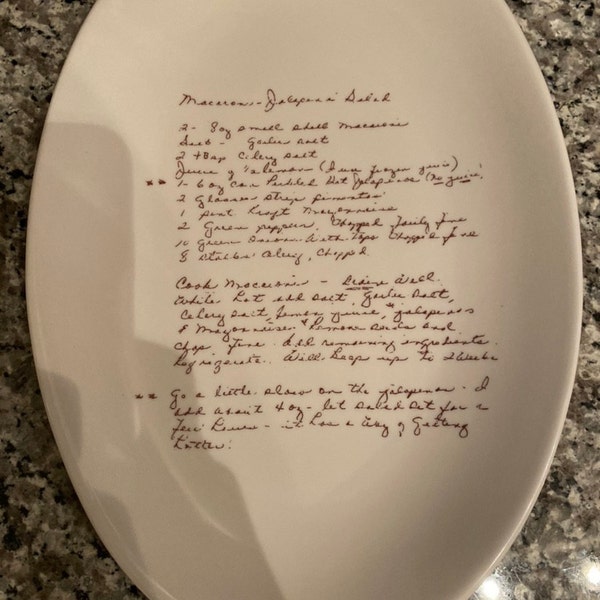 Recipe Plate, Custom Giving Plate, Handwriting on Plate, Family Gift ...