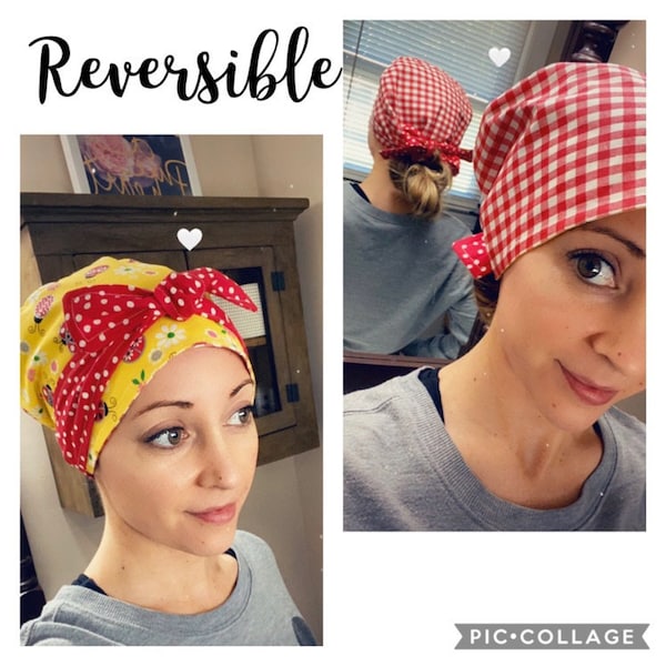 Scrub Hat Sewing Pattern DIY Reversible Lined Surgical Scrub Cap ...
