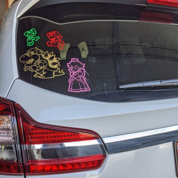 Super Mario Stick Figure Family Vinyl Decal / Sticker / Label - Etsy