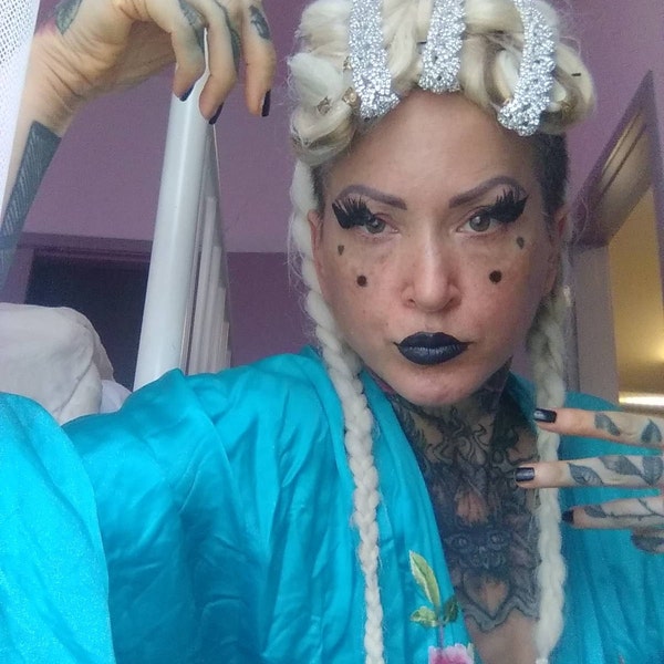 Purple Rain Luxury Mask, Studded Full Face Mask Full Coverage Haute ...