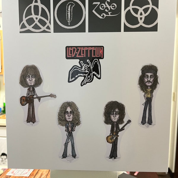 Led Zeppelin Sticker Pack - Robert Plant, Jimmy Page, John Paul Jones ...