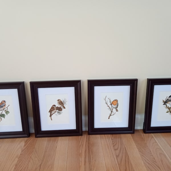 Bird Print Set of 4,garden Bird Print Set,mini Bird Art Print,5x7 Print ...