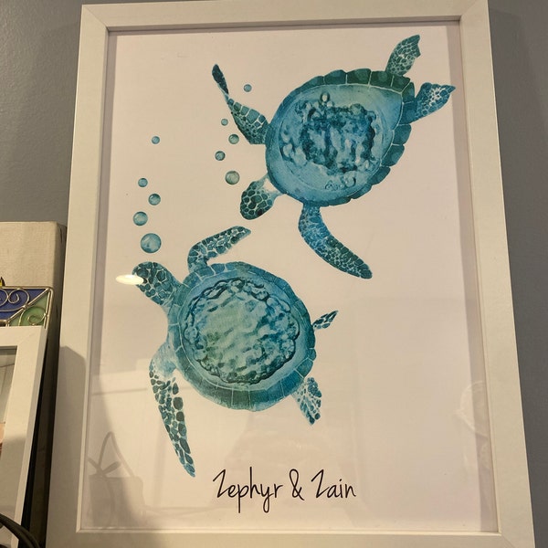 Custom Embryo Sea Turtle Wall Art Ocean Nursery Decor - Under the Sea ...