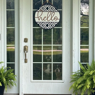 Welcome Scribble Door Sign Year Round Front Door Wreath - Etsy