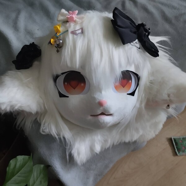 Kig Fursuit Head Cat Furry Head With Lolita Clips, Kig Kemono Fursuit ...
