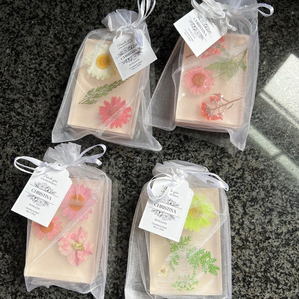 Handmade Pressed Flower Soap Bars – Wedding, Bridal Shower, Baby Shower ...