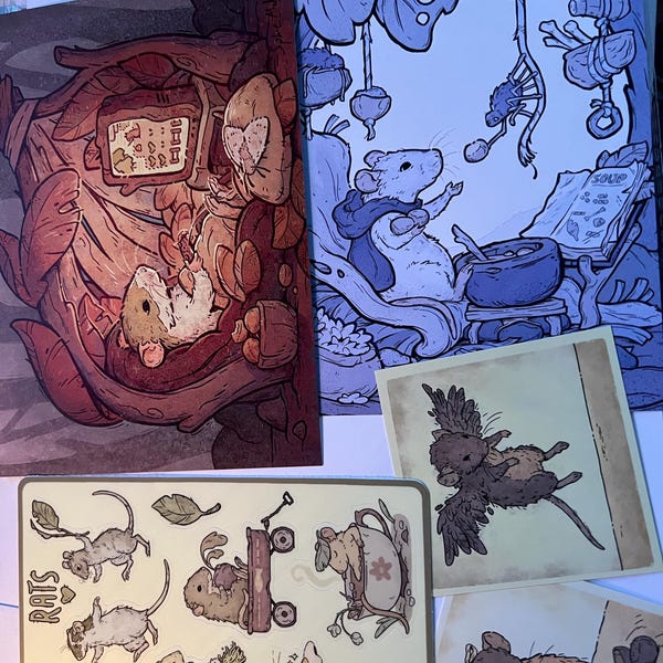 Rowdy Rats- Whimsical Art Print - Etsy