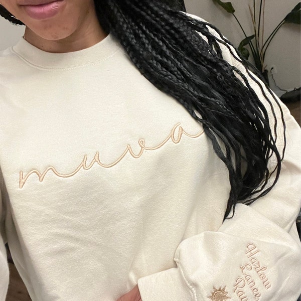 Mama Sweatshirt Names Embroidered on Sleeve, Mother's Day Gift, Mom ...