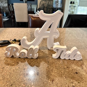 Alabama Roll Tide Block Letter Shelf Decor University of Alabama 3D ...