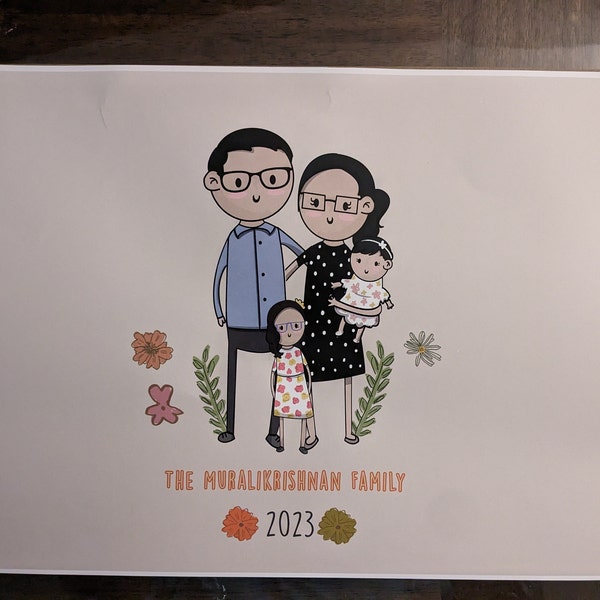 Custom Portrait From Photo, Cartoon Portrait, Printed Family ...