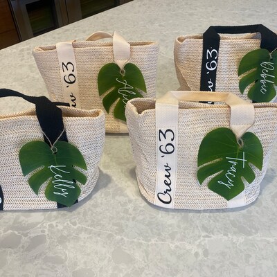 Palm Leaf Name Tag Monstera Name Tag for Bags, Tropical Bachelorette ...