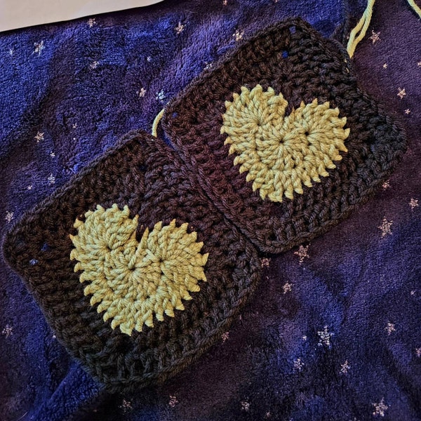 Diagonal Heart Granny Square Pattern - Etsy