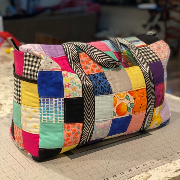 Patchwork Duffle Pattern by Knot & Thread Designs*quilted Duffle Bag*duffle Bag Pattern*scrappy ...