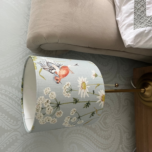Seascape Lampshade, Coastal Lamp Shade, Applique, Fringed Artisan Shade ...