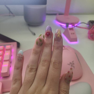 Cottage Core Green Frog Nails - Etsy