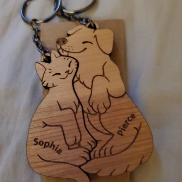 Dog and Cat Couple Keychains - Friendship or Relationship Matching ...