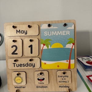 Montessori Calendar for Kids, Wooden Calendar, Homeschool Calendar ...