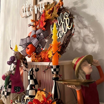 Black White Pumpkins Fall Pumpkin Table Centerpiece Checkered Fall ...