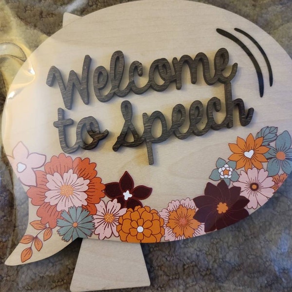 Welcome to Speech Sign, Speech Therapy Room Decor, SLP Desk Sign ...
