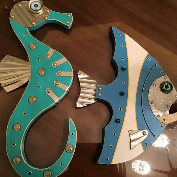 Fish Sculpture W 16 in X H 10 in Fish Decor Beach House Decor Wood Fish ...