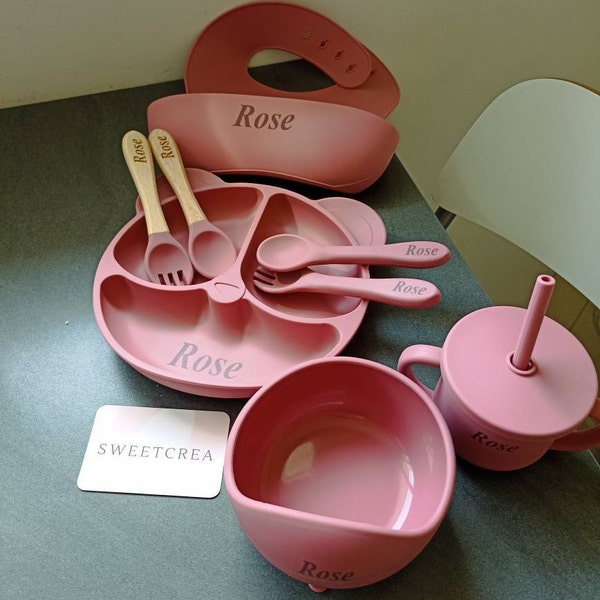 Personalized Weaning Set With Name for Toddler, 8-piece Baby Feeding ...